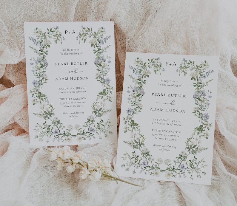 Wildflower Wedding Invitation Template, Printable Wedding Invitation ...