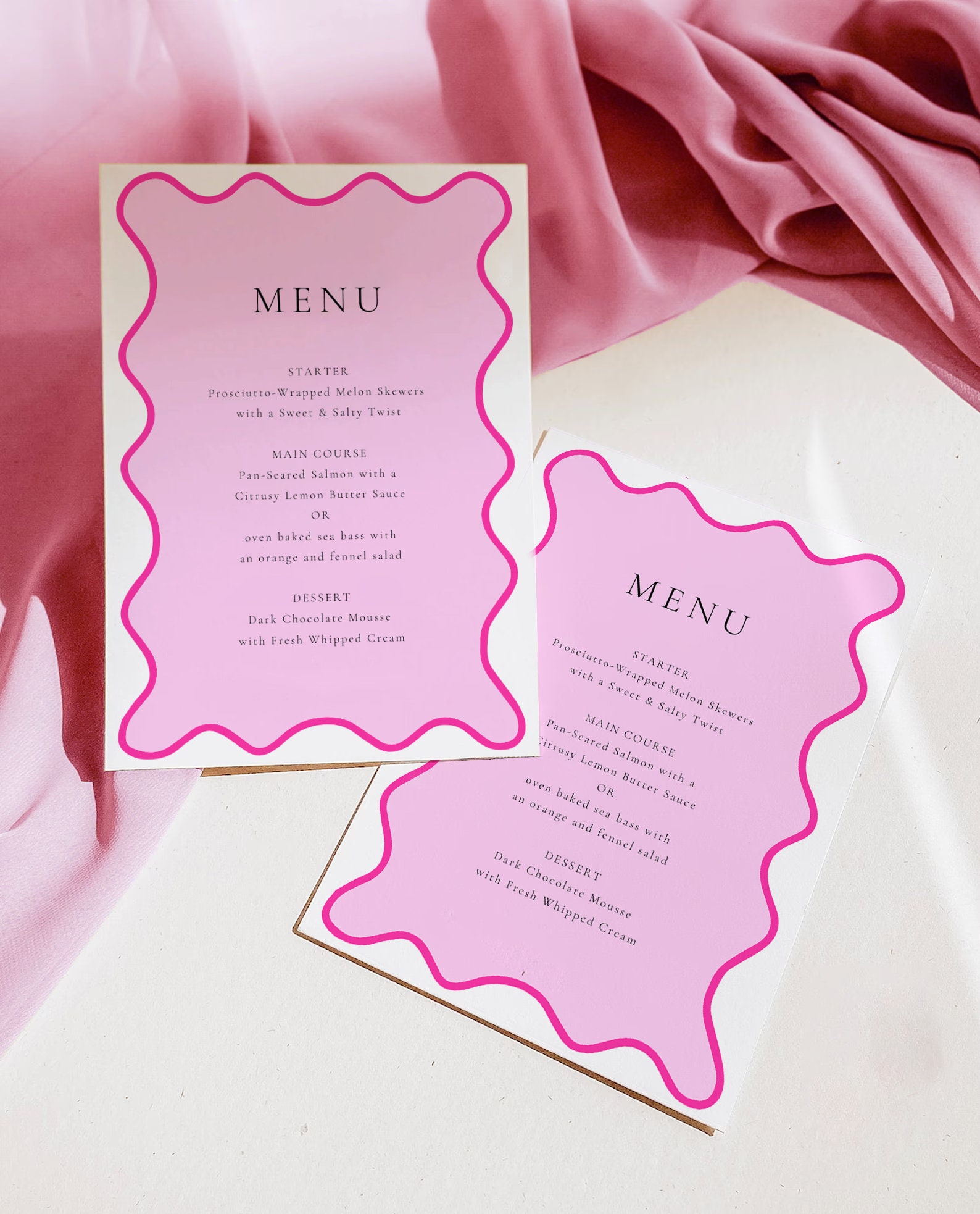 Wavy Frame Menu Template, Instant Download Editable Menu, Hand Painted ...
