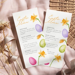 Easter Menu, Printable Easter Menu, Easter Brunch Menu, Editable ...
