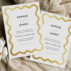 Wavey Wedding Invitation Template Instant Download Editable - Etsy