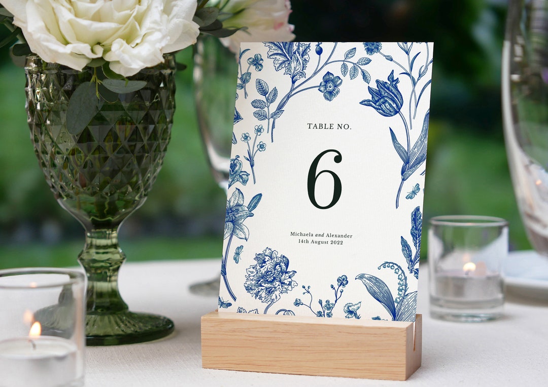 Blue Botanics Table Numbers, Floral Blue Wedding, Wedding Table Numbers ...