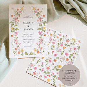 Wildflower Menu Template, Garden Party Bridal Shower Menu, Boho Flowers ...