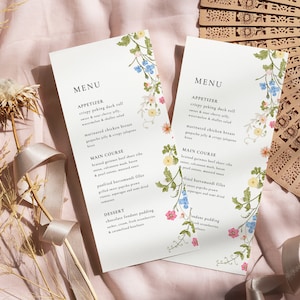 Wildflower Menu Template, Wildflower Wedding Menu, Pastel Wildflower ...