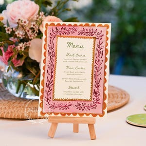 Pink Watercolor Floral Border Menu Template, Rustic Boho Wedding or ...