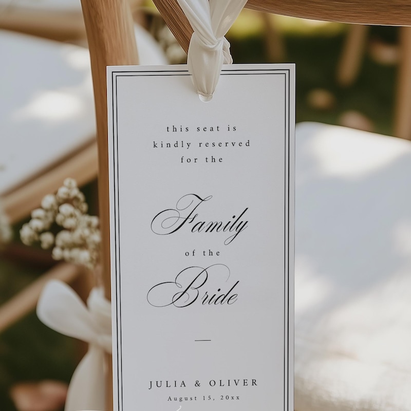 Wedding Ceremony Reserved Seating Signs - Etsy