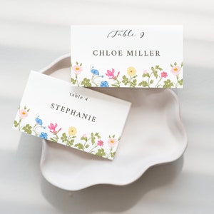 Pastel Wildflower Place Cards Template, Printable Place Cards, Wedding ...