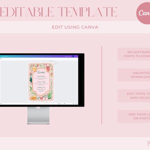 Colorful Floral Drinks Menu Template, Hand Drawn, Printable Drinks Sign ...