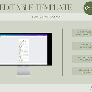 Greenery Menu Template, Garden Party Menu, White Flowers Event Menu ...