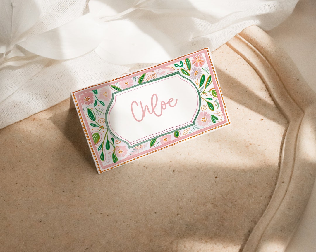 Colorful Floral Place Cards Template, Printable Place Cards, Wedding ...