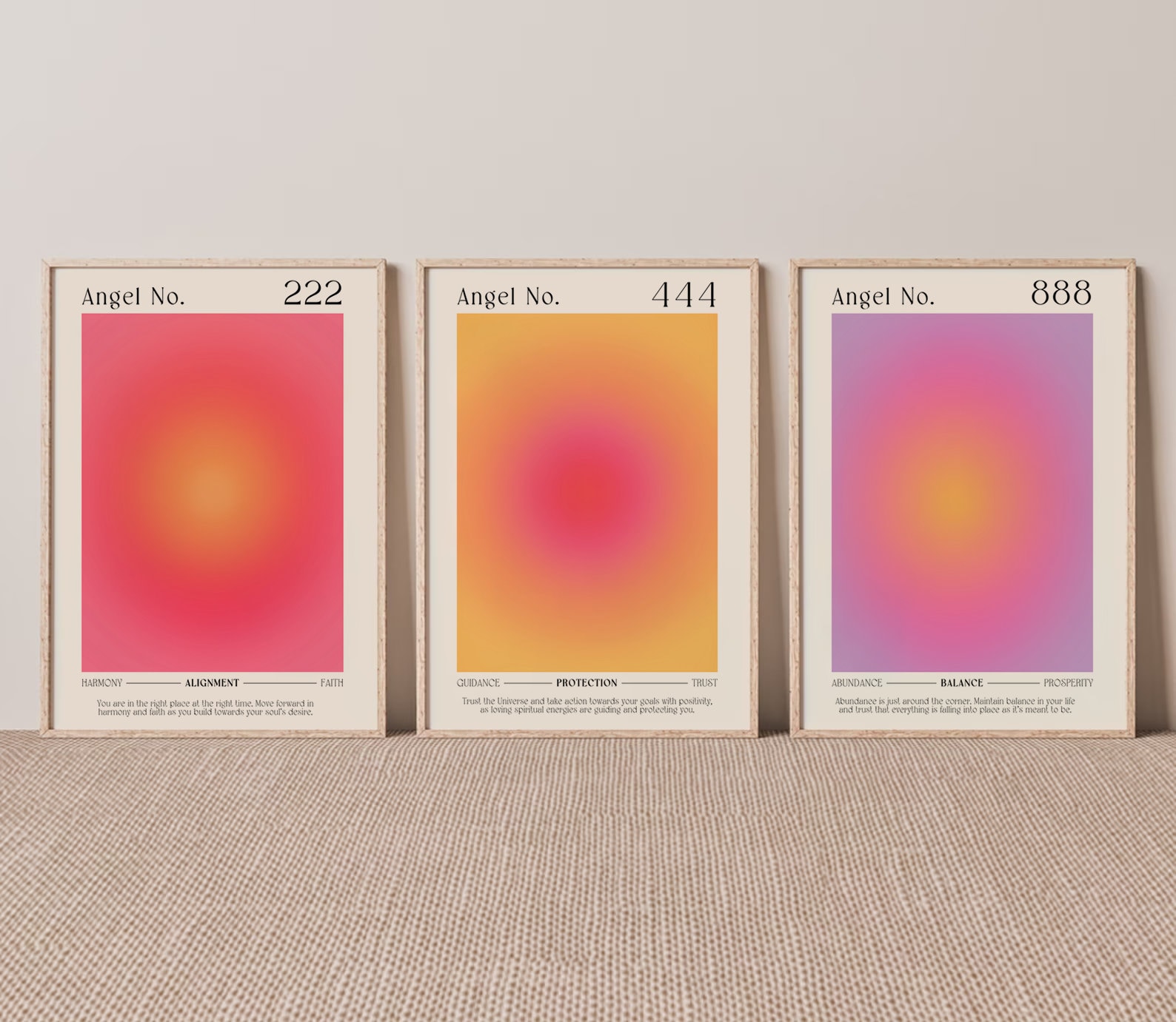 Angel Numbers Set Gradient Wall Art Aura Angel Number Posters ...