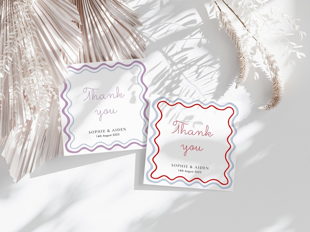 Wavy Square Favor Tag and Sticker Template, Scalloped Border, Printable ...