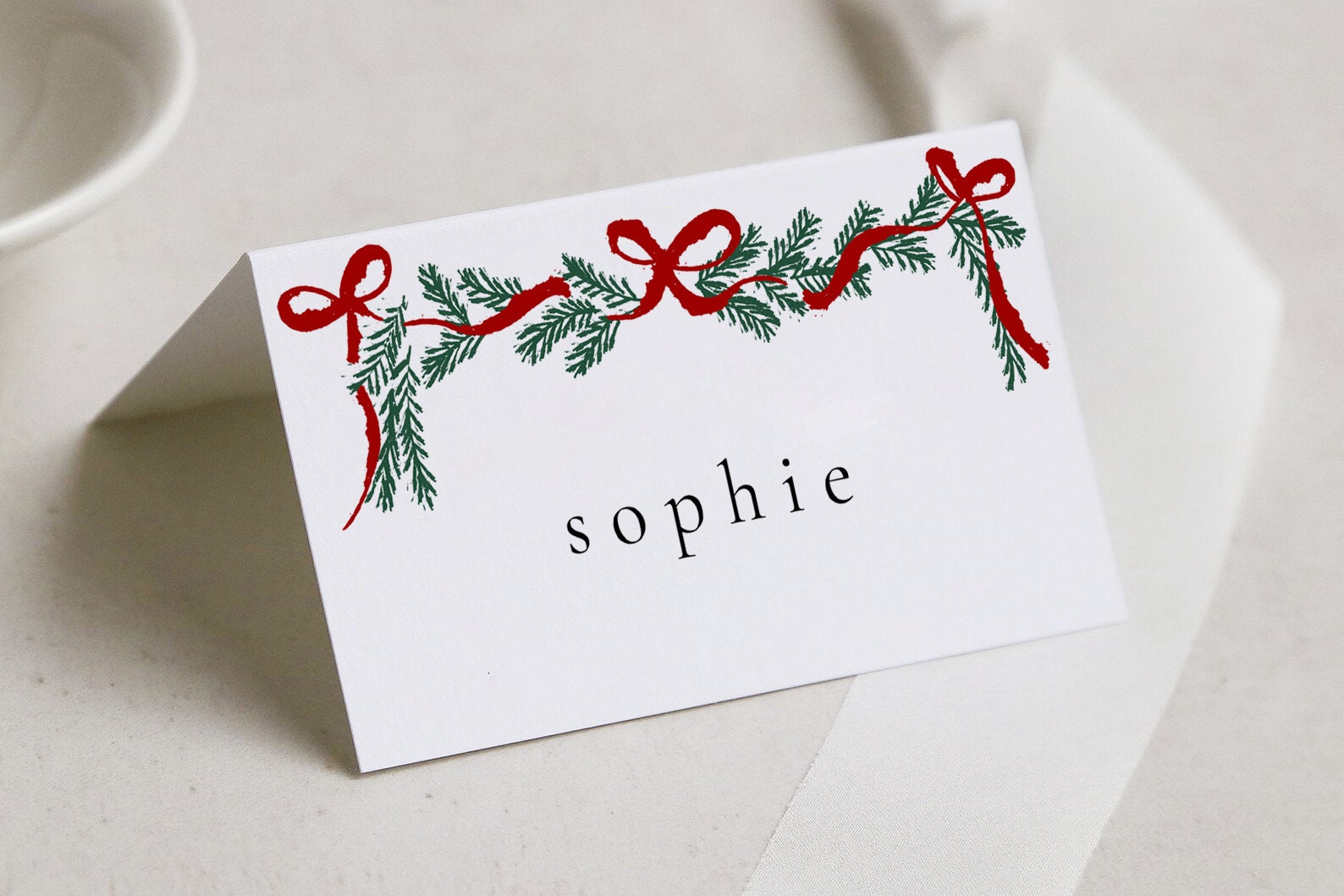 Christmas Place Cards Template, Holiday Party Seating Card, Food Labels ...