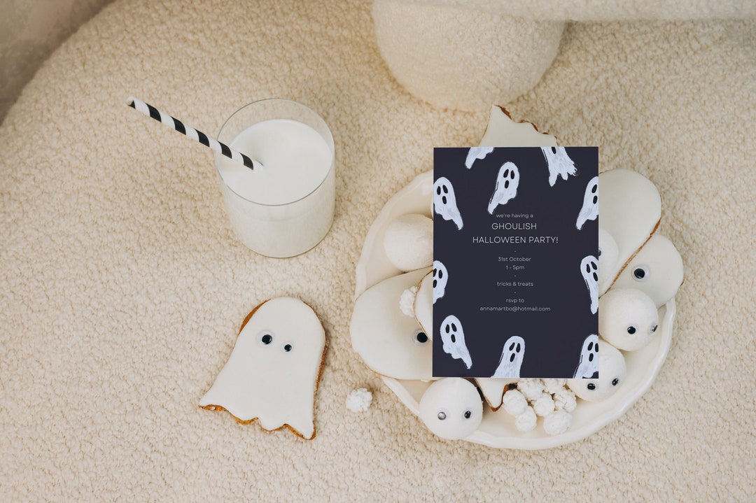 Editable Spooky Halloween Birthday Ghost Birthday Invitation Halloween ...