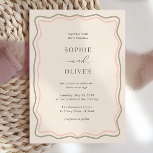 Wavey Wedding Invitation Template, Instant Download Editable Invite ...