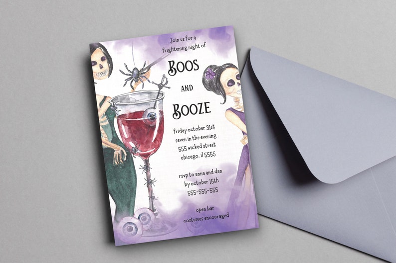 Printable Adult Halloween Party Invitation Template Boos - Etsy