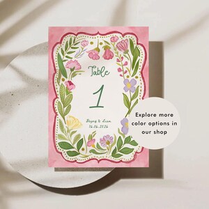 Peach Floral Table Number Template, Hand Drawn, Printable Table Sign ...