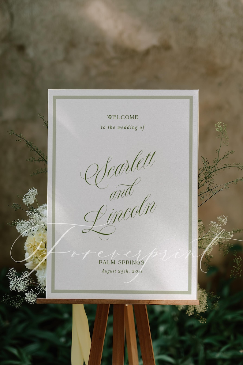 Editable Welcome Template, Minimalist Sage Green, Elegant Script ...