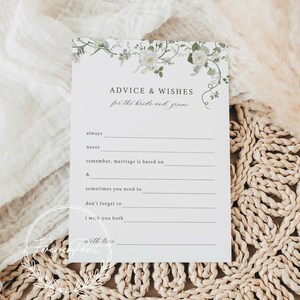 Wedding Advice and Wishes Card, Printable Marriage Advice Game, Elegant ...
