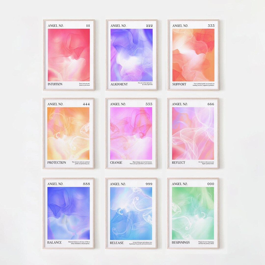 Angel Numbers Set Prints, Angel Numbers Gallery, Feminine Affirmation ...