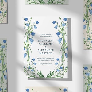 SPRING WEDDING INVITATION, Wildflower Wedding, Blue Florals, Spring ...