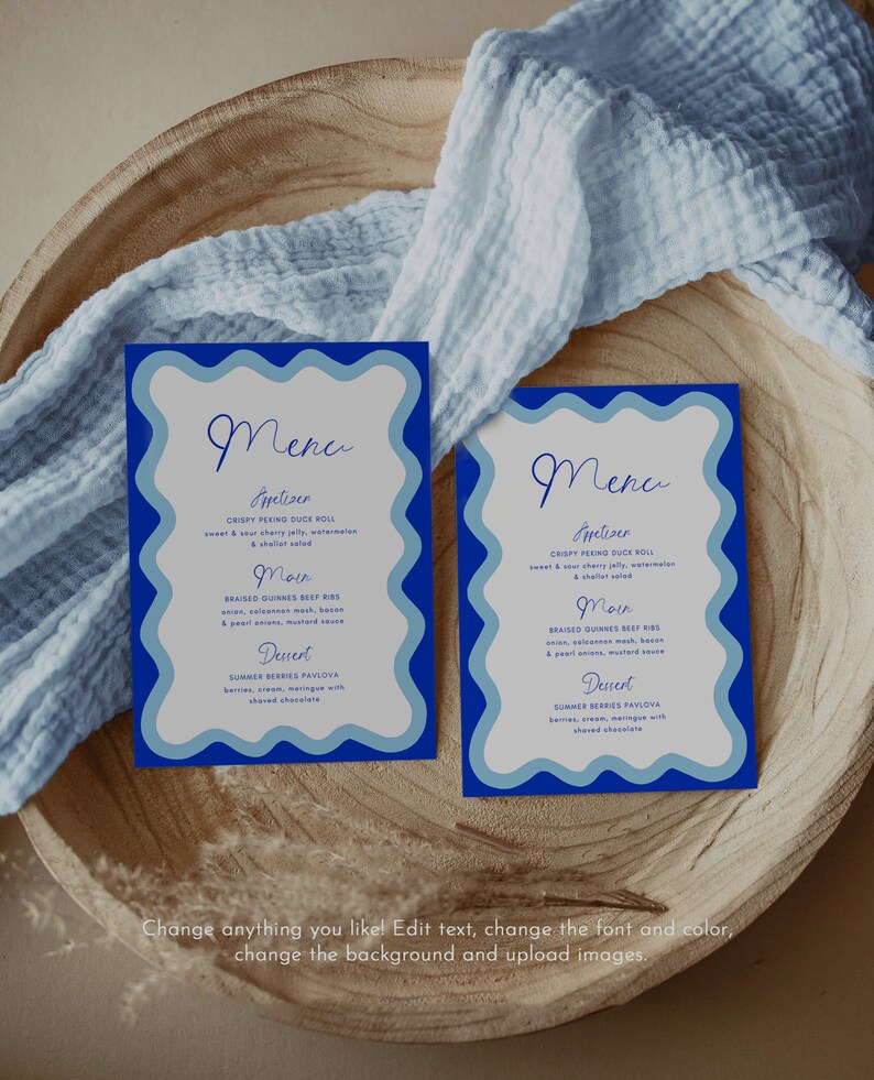Italian Wedding Menu Template Santorini Italy Instant - Etsy
