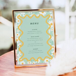 Daisy Flowers Menu Template: Floral Menu - Instant Download - Summer ...
