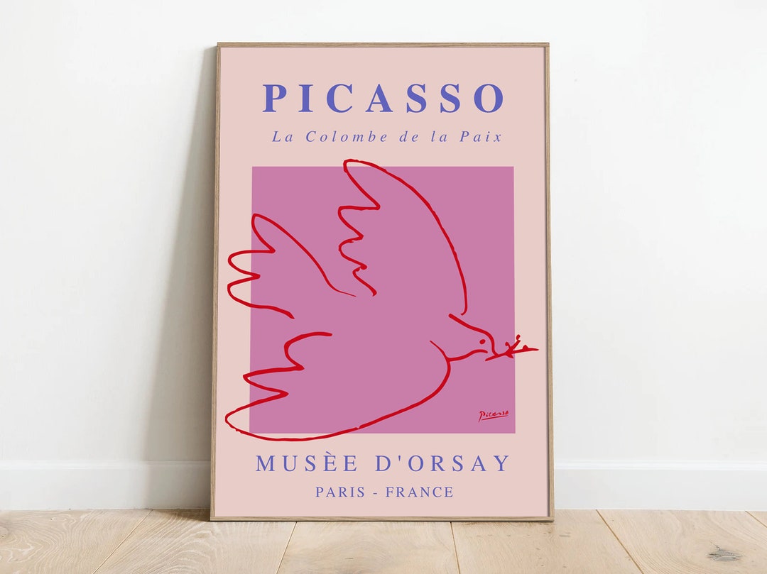 Picasso Dove, Picasso Paix, Pablo Picasso Line Art, Vintage Exhibition ...