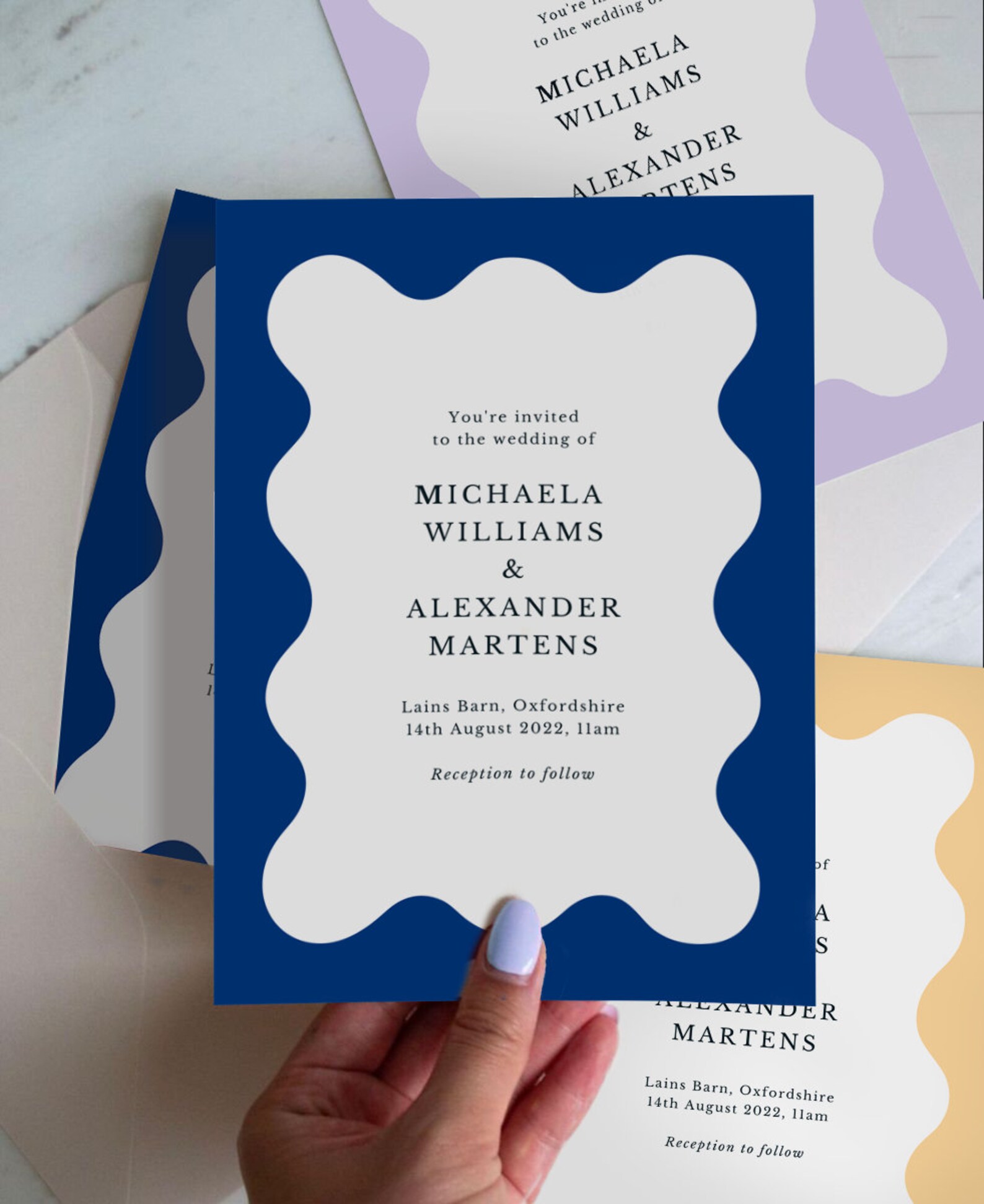 Wavey Wedding Invitation Template, Instant Download Editable Invite ...