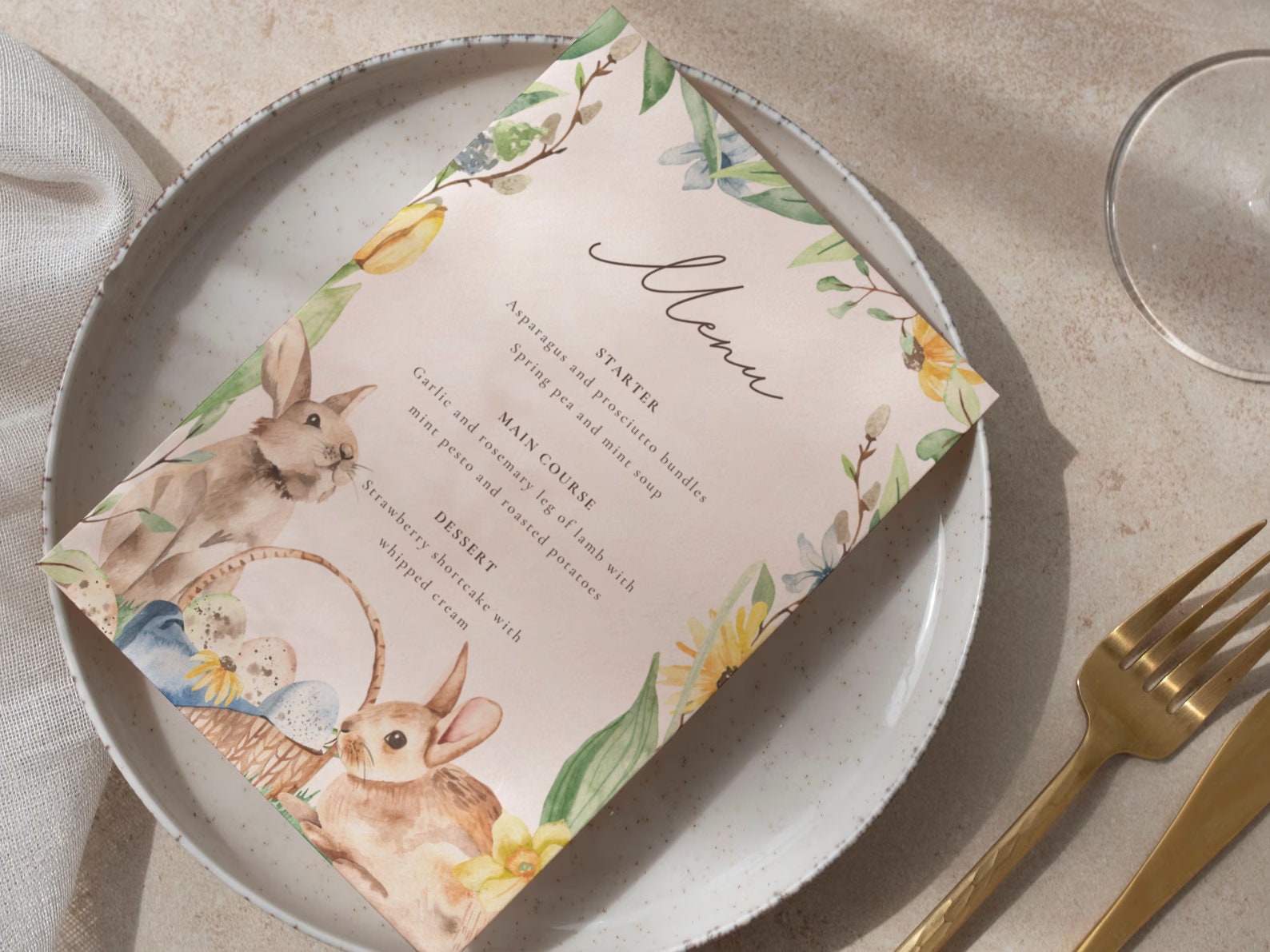 Easter Menu, Bunny Menu, Easter Brunch Menu, Editable Printable ...