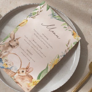 Easter Menu, Bunny Menu, Easter Brunch Menu, Editable Printable ...