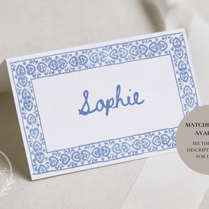Blue Watercolor Ornate Border Menu Template, Rustic Boho Wedding or ...