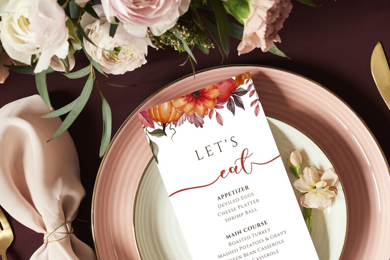 Editable Thanksgiving Menu Template. Friendsgiving Dinner Menu - Etsy