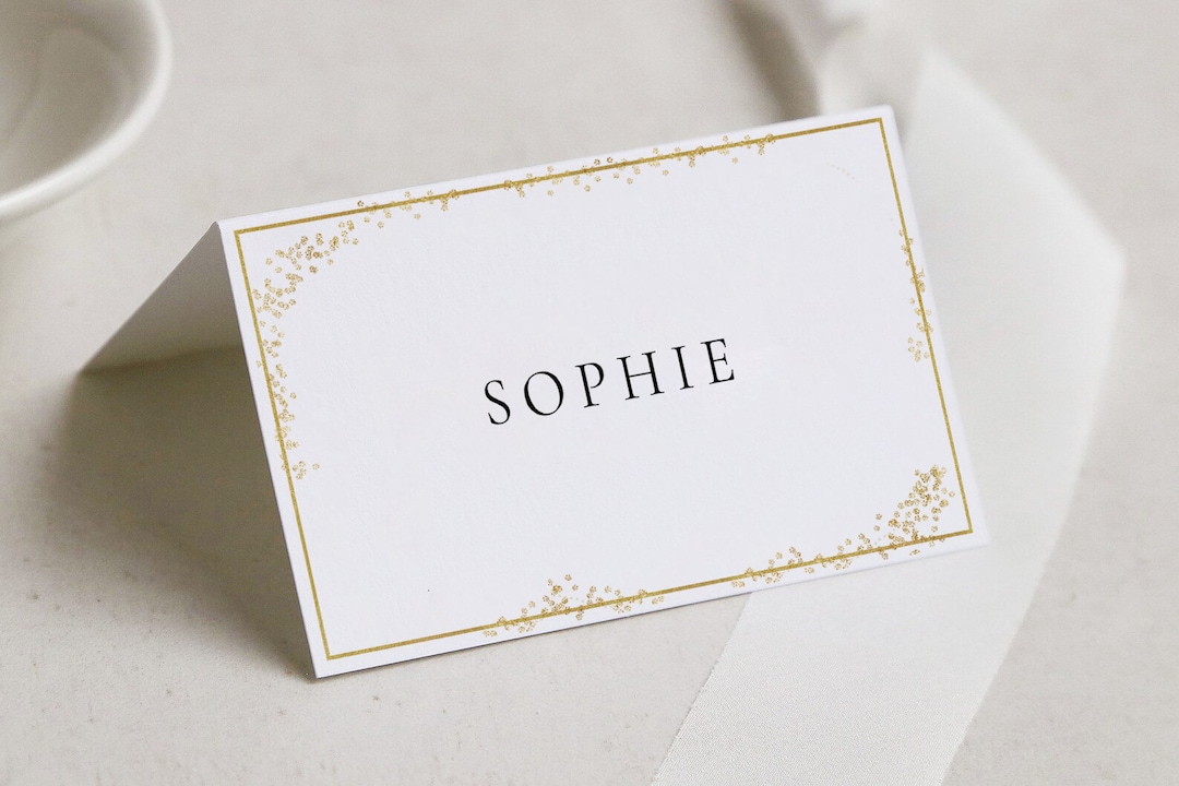 Gold Place Cards, Gold Name Cards, Place Card Templates, Tent Card ...