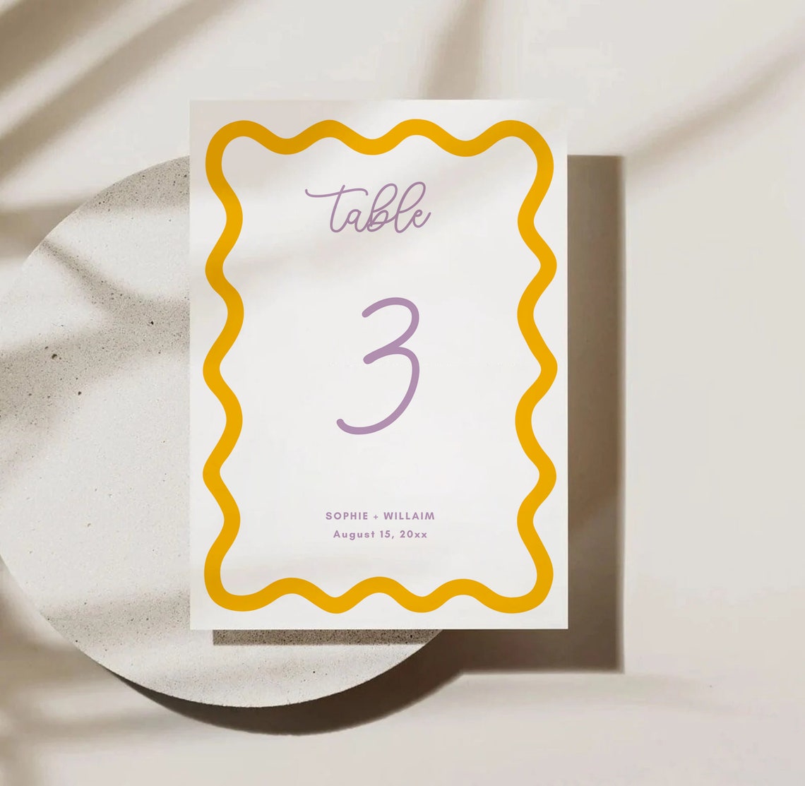 EDITABLE COLOR Wave Wedding Table Numbers Template | Printable Table ...
