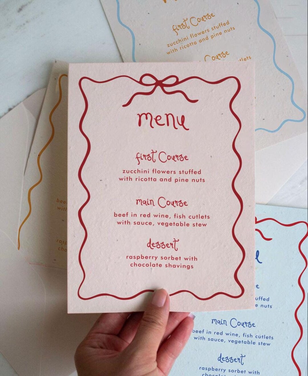 Curvy Bow Menu Template, Hand Drawn, Wedding/bridal Shower Menu ...