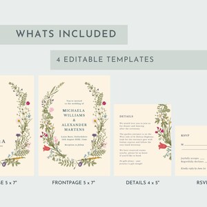 Wildflower Wedding Invitation Card Template Summer Spring - Etsy