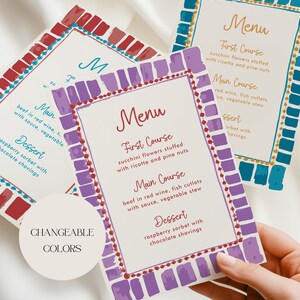 Multicolored Menu Template, Hand Drawn, Wedding/bridal Shower Menu ...
