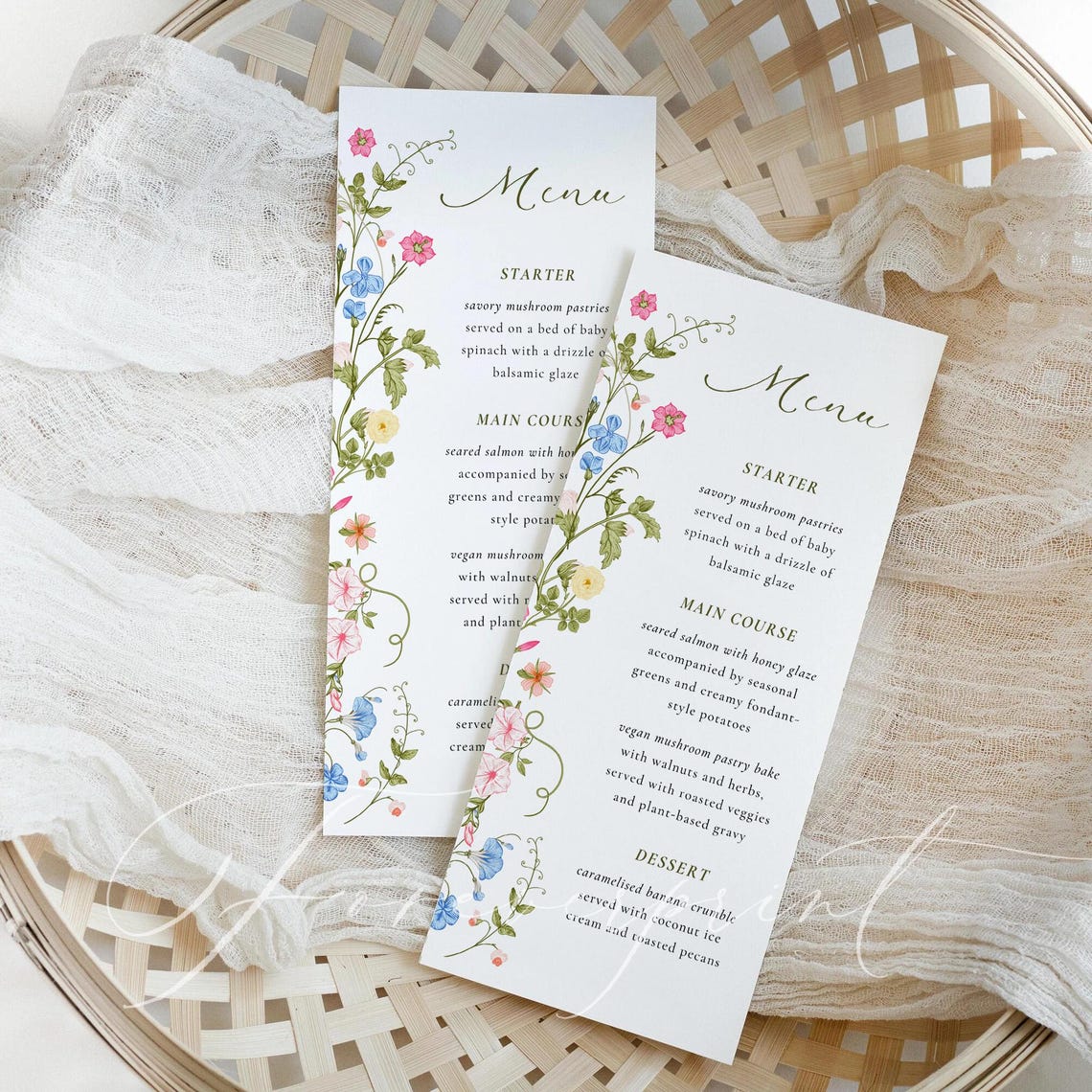 Wildflower Menu Template, Wildflower Wedding Menu, Pastel Wildflower ...