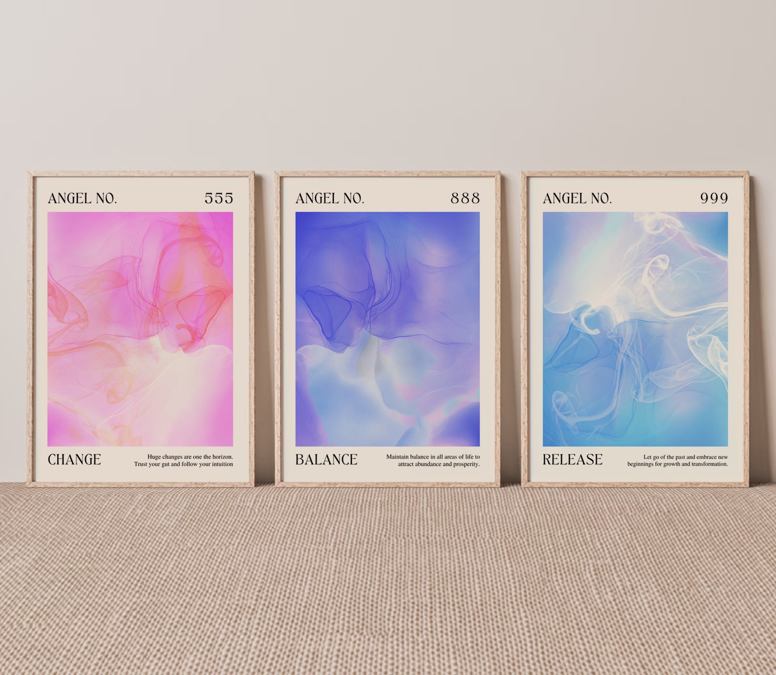 Angel Numbers Print Set Aura Poster Printable Set Gradient - Etsy Australia
