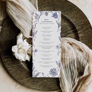 Wedding Program Template, Blue Floral Wedding Template, Printable ...