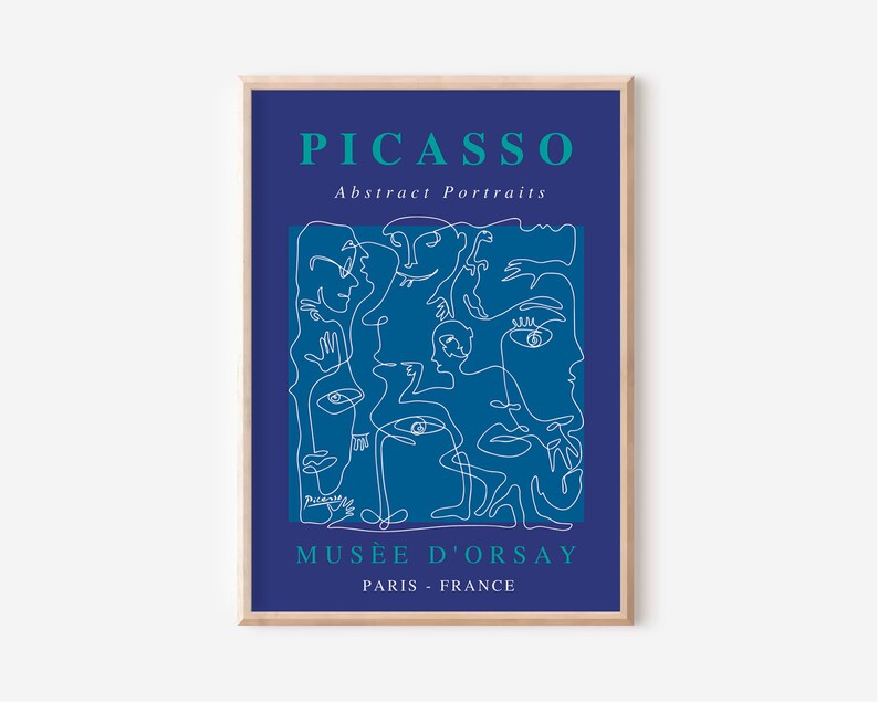 Picasso Line Drawing Print | Digital Art Download | Abstract Blue ...