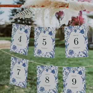 Blue Botanics Table Numbers, Floral Blue Wedding, Wedding Table Numbers ...
