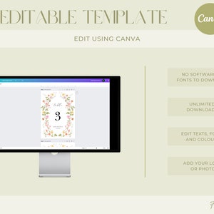 Wildflower Wedding Table Numbers Template, Printable Table Numbers ...