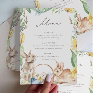 Easter Menu, Bunny Menu, Easter Brunch Menu, Editable Printable ...