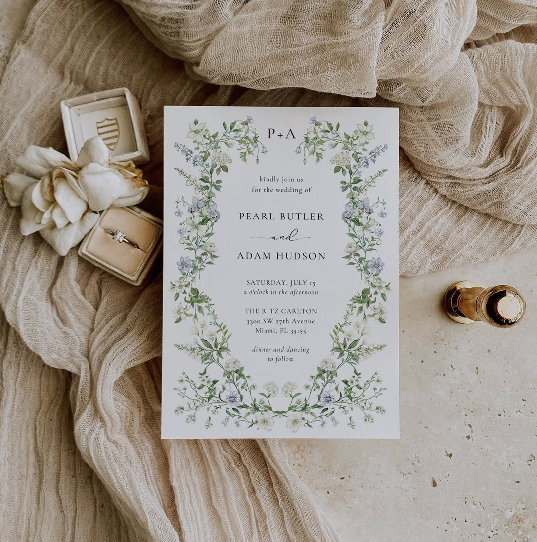 Wildflower Wedding Invitation Template, Printable Wedding Invitation ...