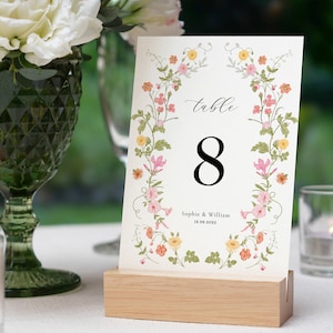 Wildflower Wedding Table Numbers Template, Printable Table Numbers ...