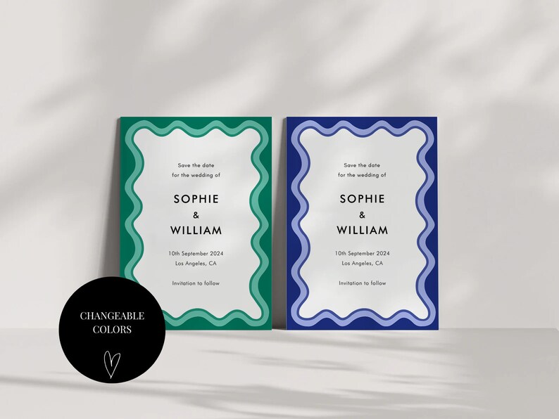 Waves Wedding Invitation Template, Instant Download Editable Invite ...