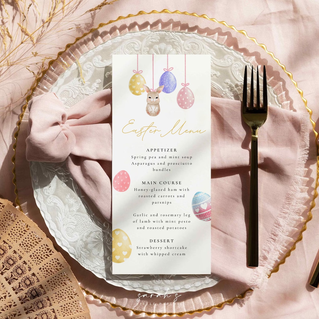 Easter Menu, Printable Easter Menu, Easter Brunch Menu, Editable ...