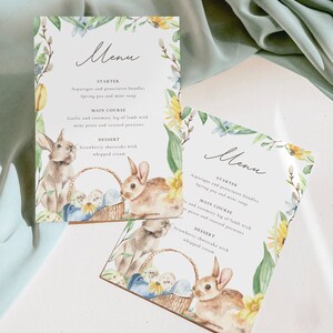 Easter Menu, Bunny Menu, Easter Brunch Menu, Editable Printable ...