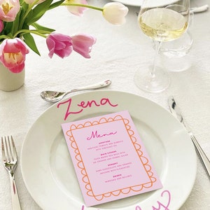 Pink Wavy Menu Template, Birthday Menu, Valentines Menu, Hand Drawn ...